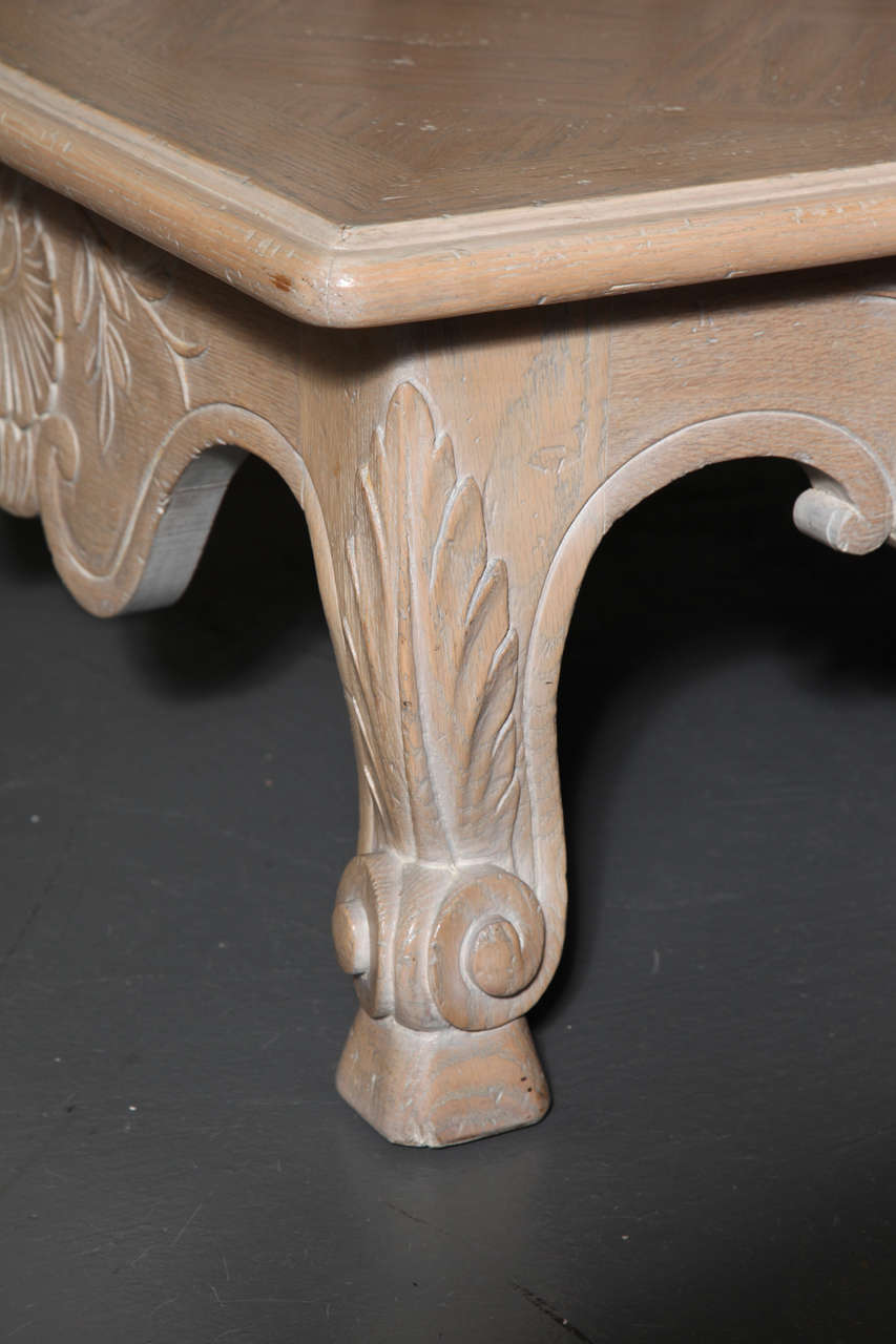 Large White-Washed Oak Baroque Revival Coffee Table For Sale at 1stDibs ...