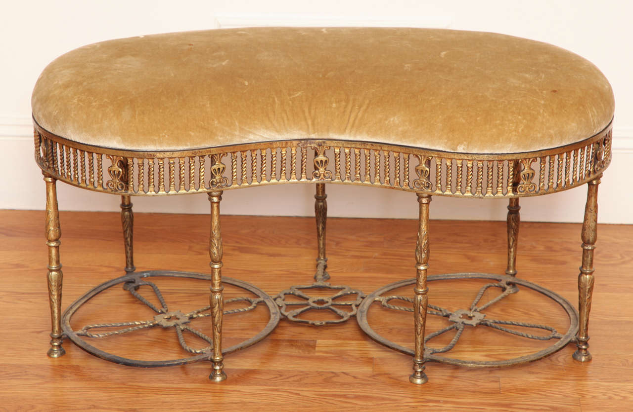 Gilt Bronze Kidney Shape Bench Attributed to Oscar Bach at 1stDibs