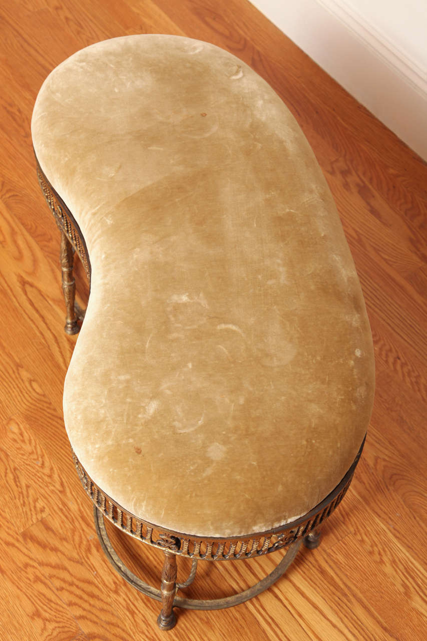 Gilt Bronze Kidney Shape Bench Attributed to Oscar Bach at 1stDibs