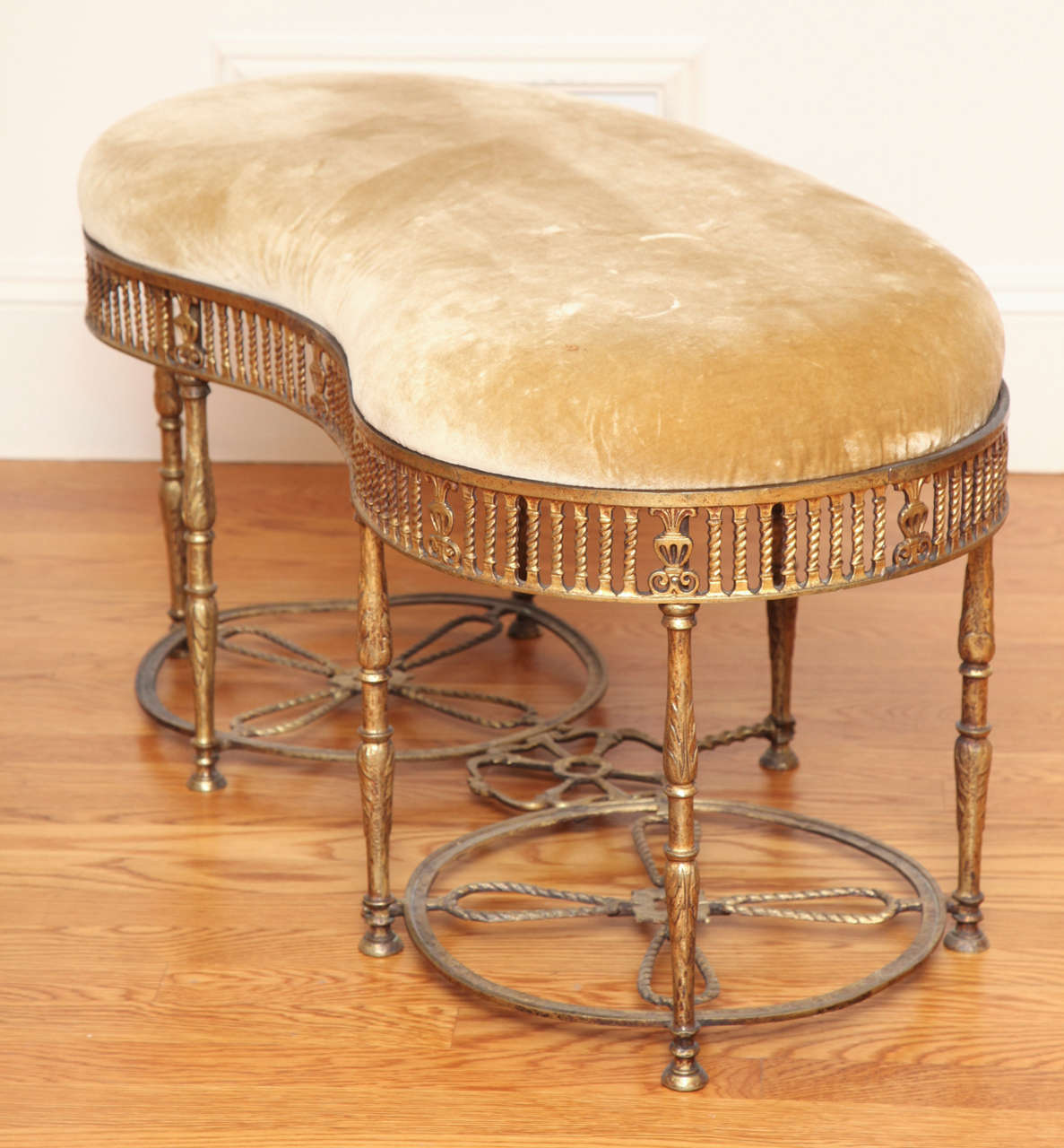 Gilt Bronze Kidney Shape Bench Attributed to Oscar Bach at 1stDibs