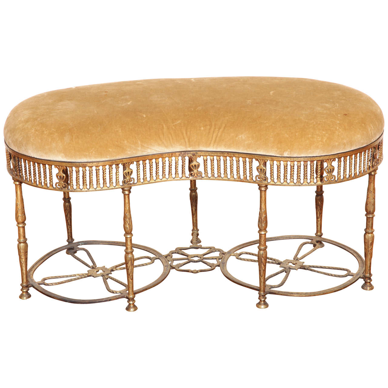 Gilt Bronze Kidney Shape Bench Attributed to Oscar Bach at 1stDibs
