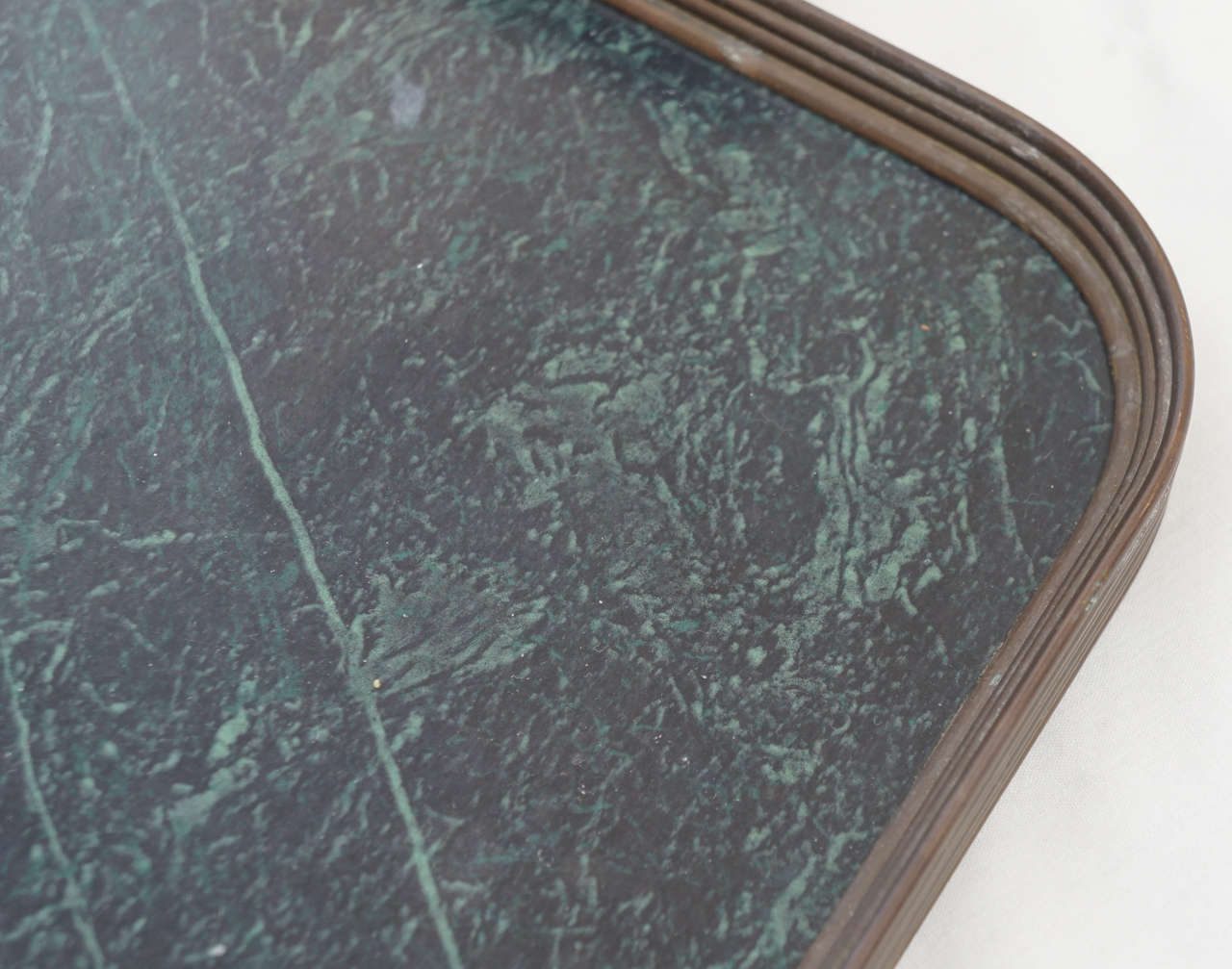 Art Deco Faux Marble and Bakelite Tray with Copper Frame at 1stDibs