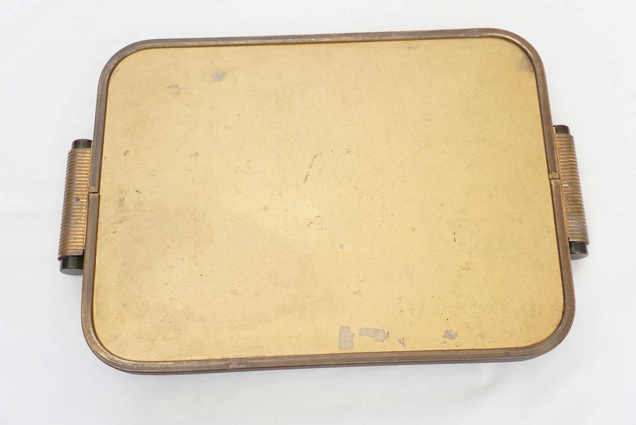 Art Deco Faux Marble and Bakelite Tray with Copper Frame at 1stDibs