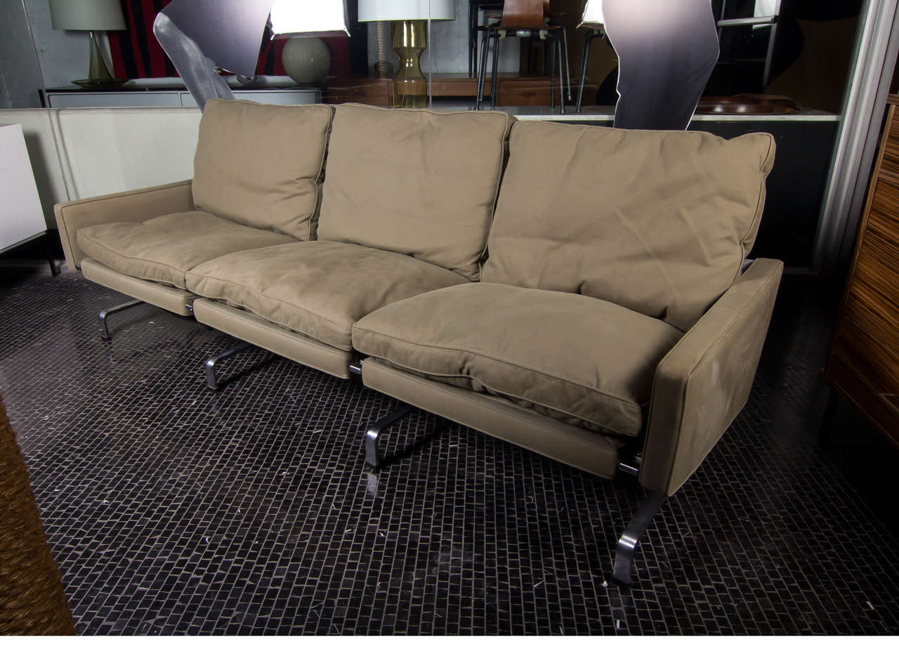 Poul Kjaerholm PK31 Three-Seat Sofa, Manufactured by Fritz Hansen at ...