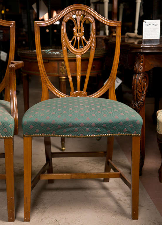 Set of 10 Sheraton Style Shield-Back Dining Chairs at 1stDibs