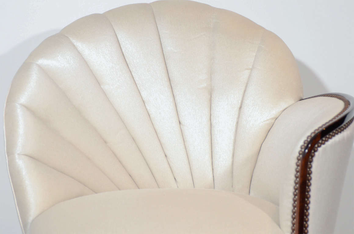 Pair of Glamorous Hollywood Channel Tufted Shell back Chairs at 1stDibs