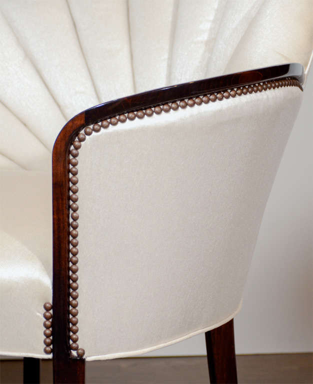 Pair of Glamorous Hollywood Channel Tufted Shell back Chairs at 1stDibs