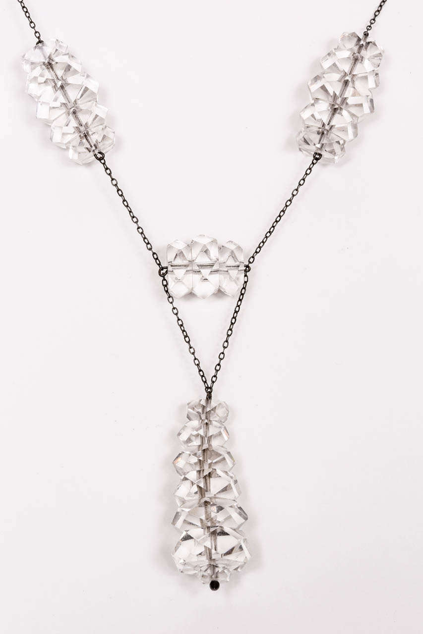 Russian Rock Crystal and Sterling Necklace and Earring Set at 1stDibs