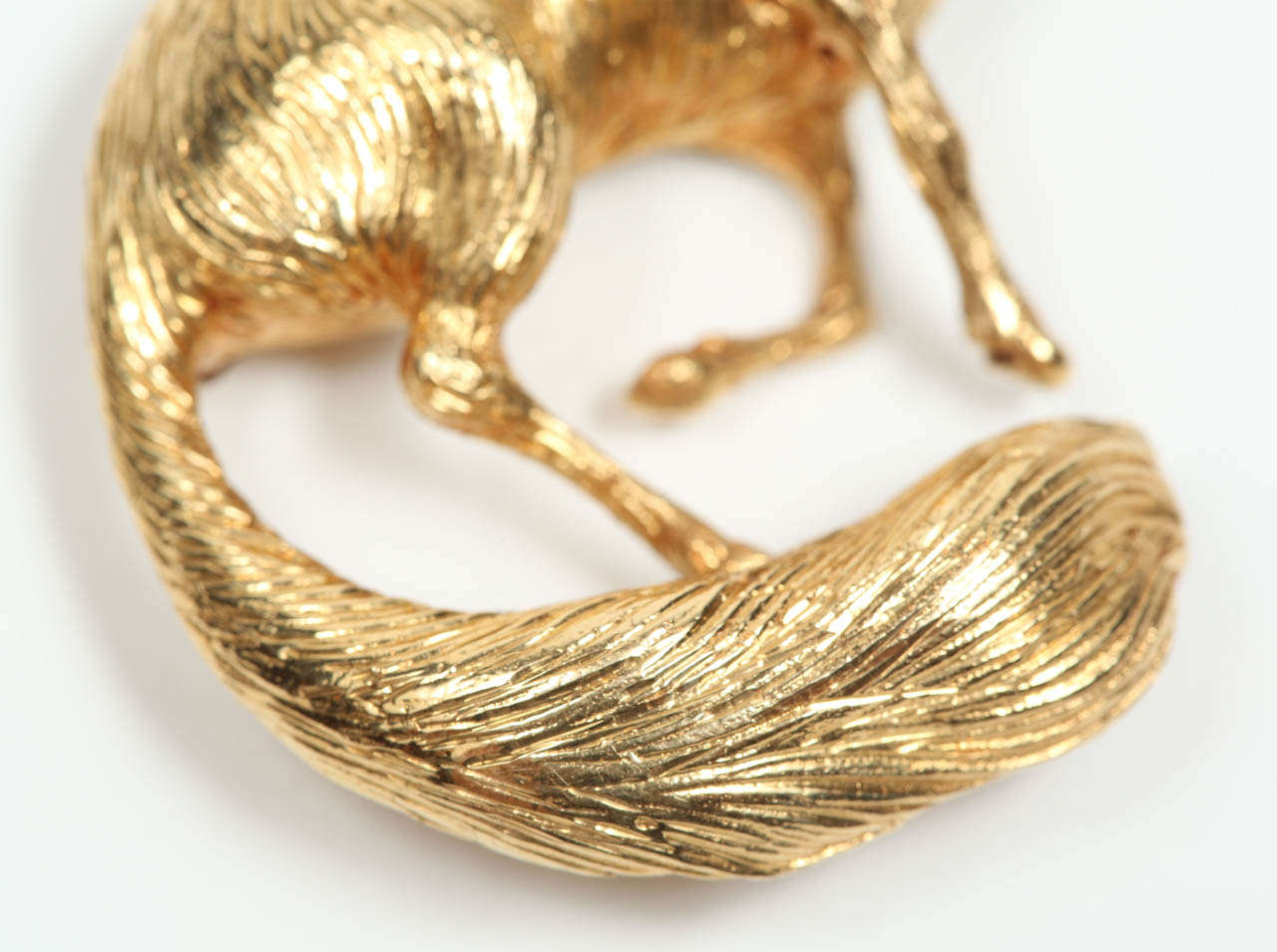 Gold and Ruby Fox Pin by Cherny at 1stDibs