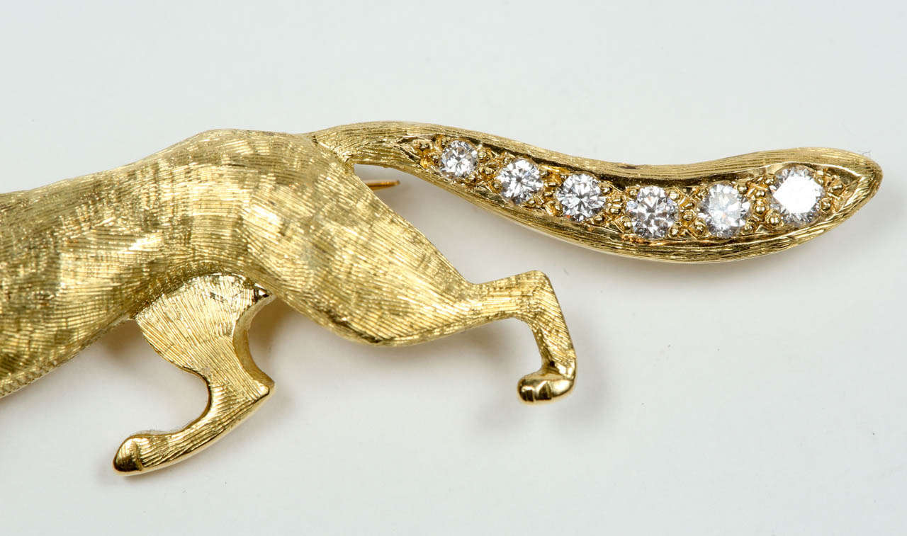Ruby Diamond Gold Fox Pin at 1stDibs