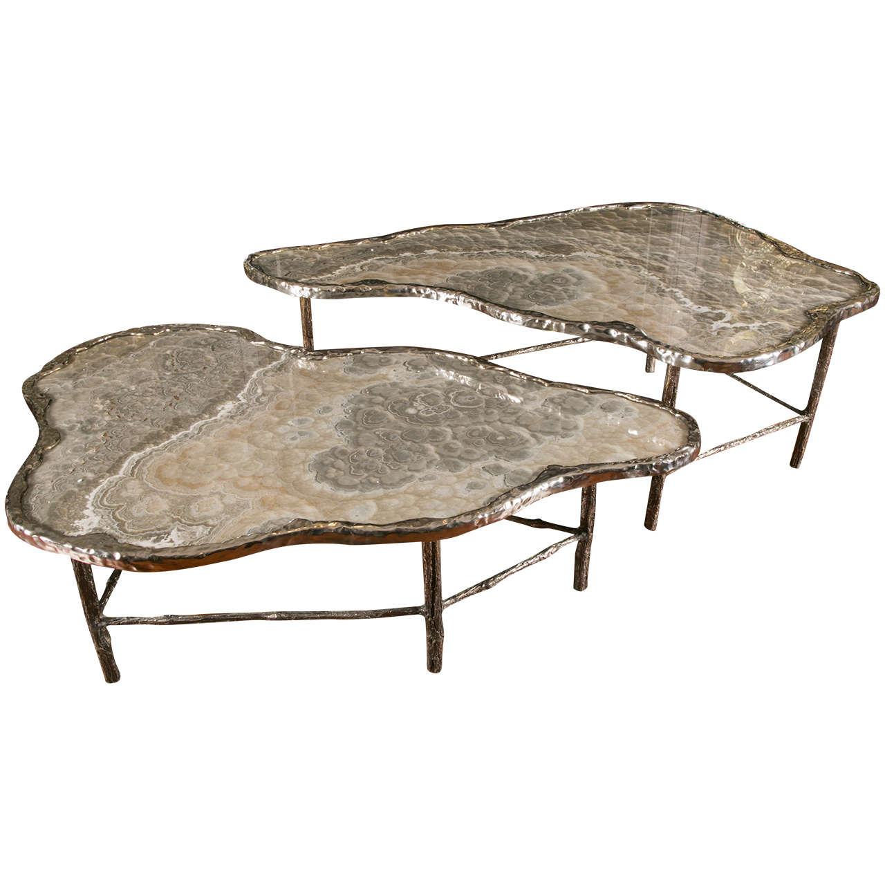 Pair of Meteorite Onyx Low Tables For Sale at 1stDibs
