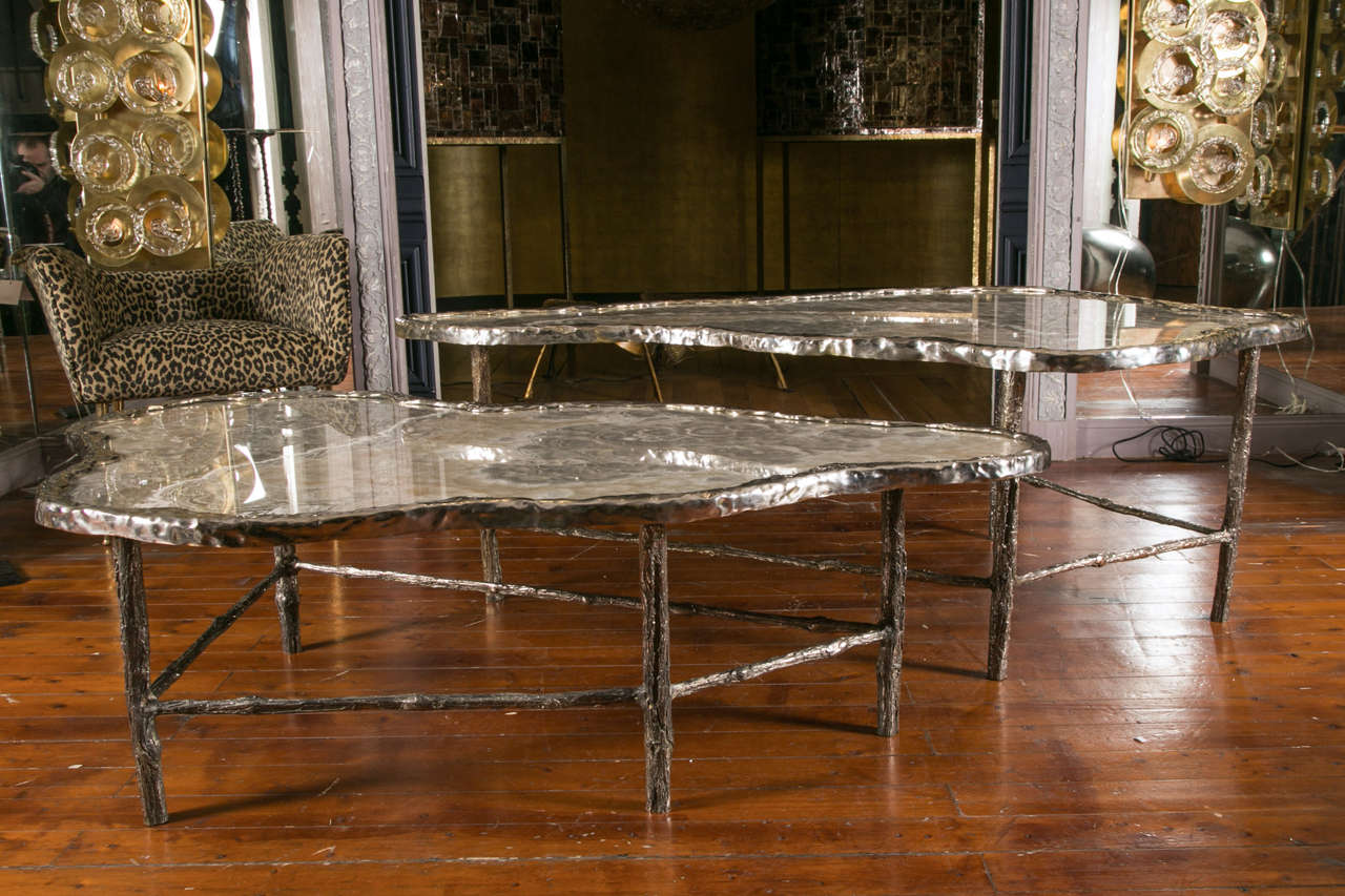 Pair of Meteorite Onyx Low Tables For Sale at 1stDibs