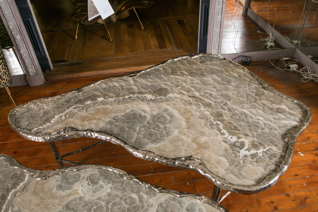 Pair of Meteorite Onyx Low Tables For Sale at 1stDibs