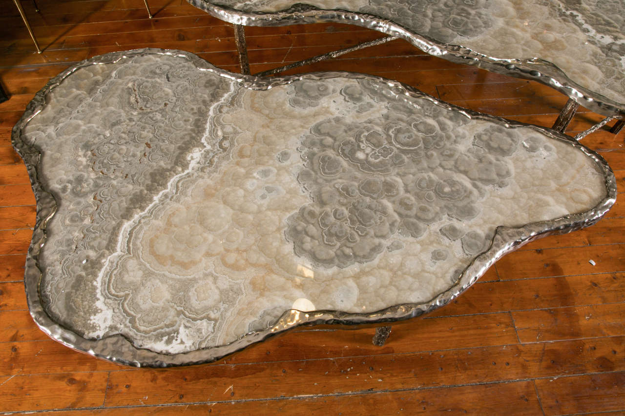 Pair of Meteorite Onyx Low Tables For Sale at 1stDibs