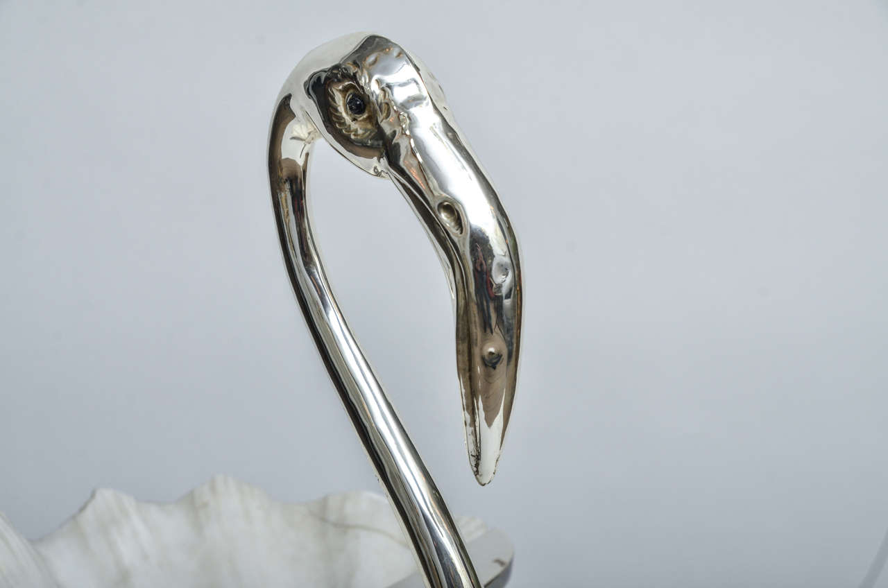 Flamingo Silver Plate and Shell Sculpture at 1stDibs | silver flamingo ...