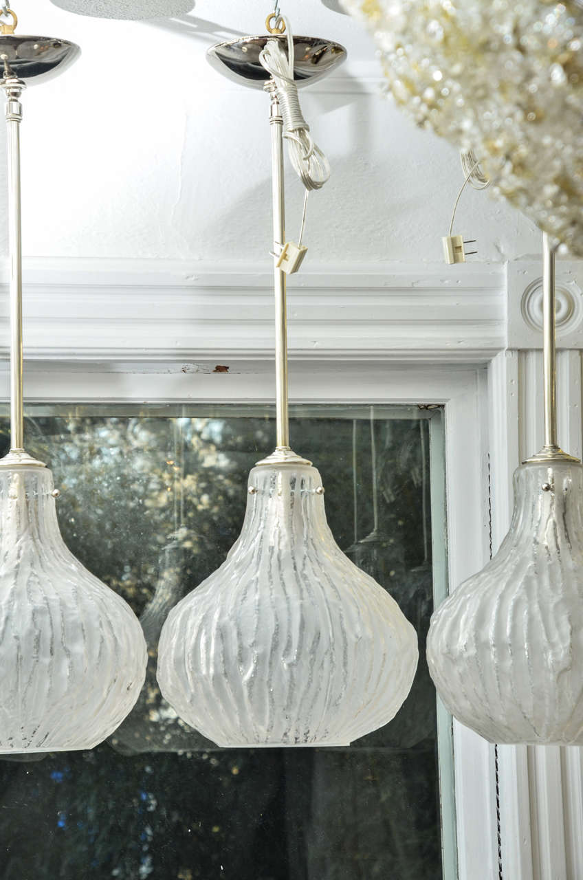 Frosted and Clear Murano Glass "Gord" Shaped Pendant with "Vein ...