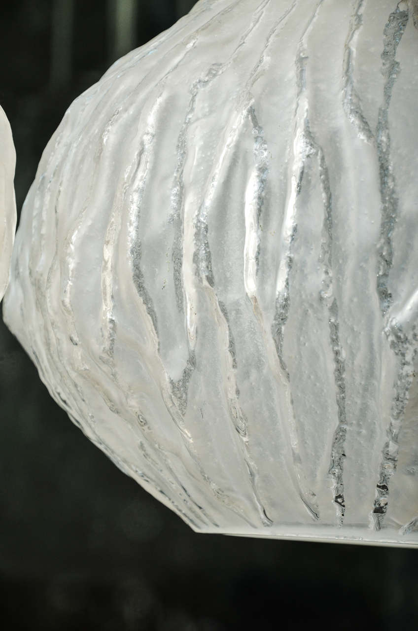 Frosted and Clear Murano Glass "Gord" Shaped Pendant with "Vein ...