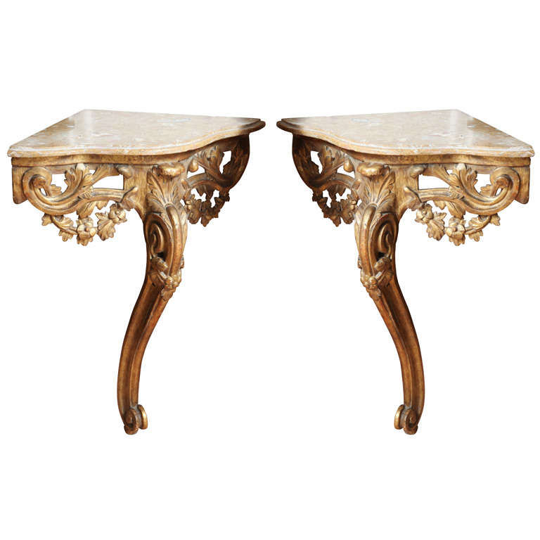 Pair of Corner Console Tables For Sale at 1stDibs