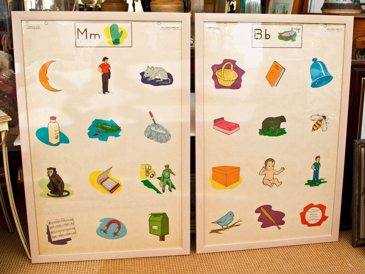 Custom Framed 1950's Elementary School Teaching Charts For Sale at ...