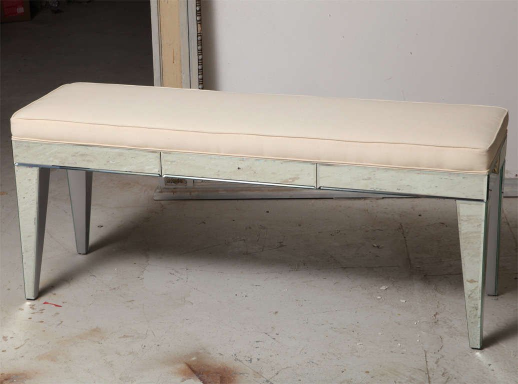 Modern Beveled Mirrored Bench For Sale at 1stDibs