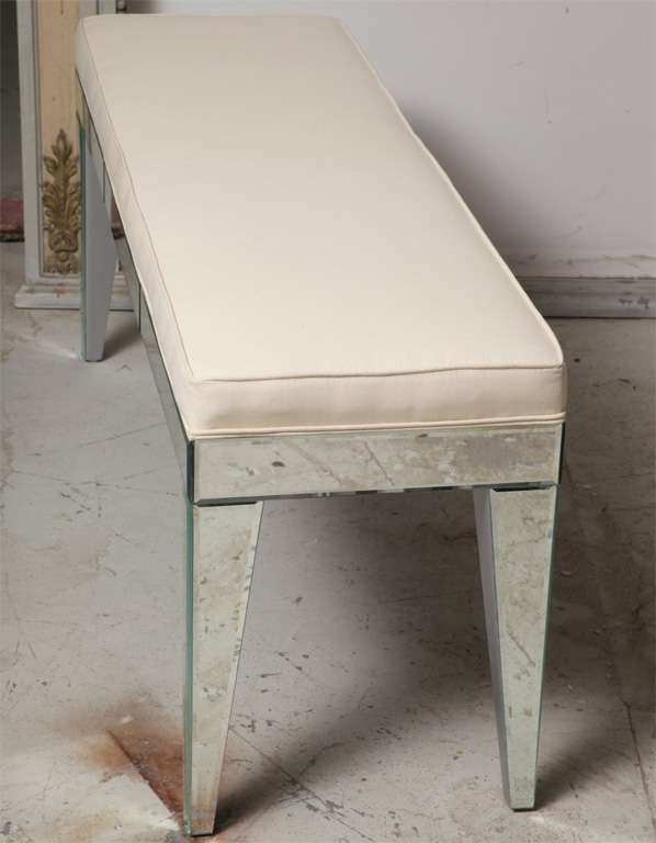 Modern Beveled Mirrored Bench For Sale at 1stDibs
