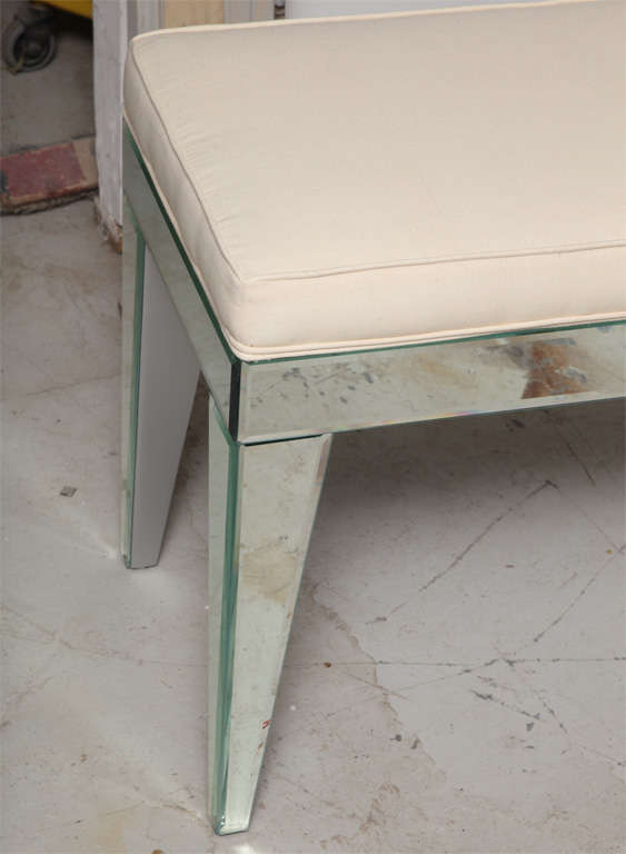 Modern Beveled Mirrored Bench For Sale at 1stDibs