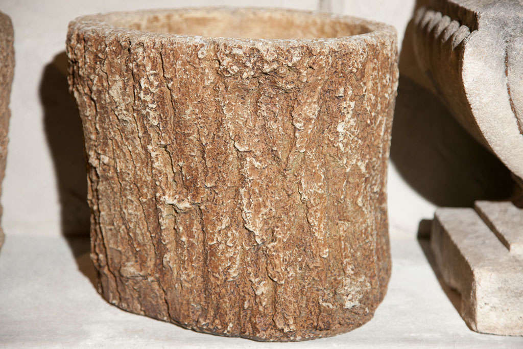 Pair of Faux Log Planters at 1stDibs