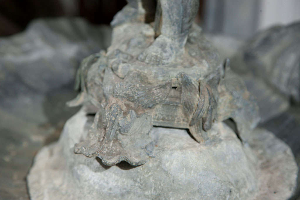 Rare Zinc and Spelter Putto Fountainhead with Signed Lead Basin at 1stDibs