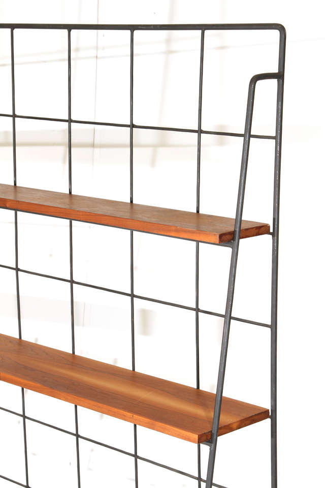 Milo Baughman Iron and wood shelving unit for Inco at 1stDibs