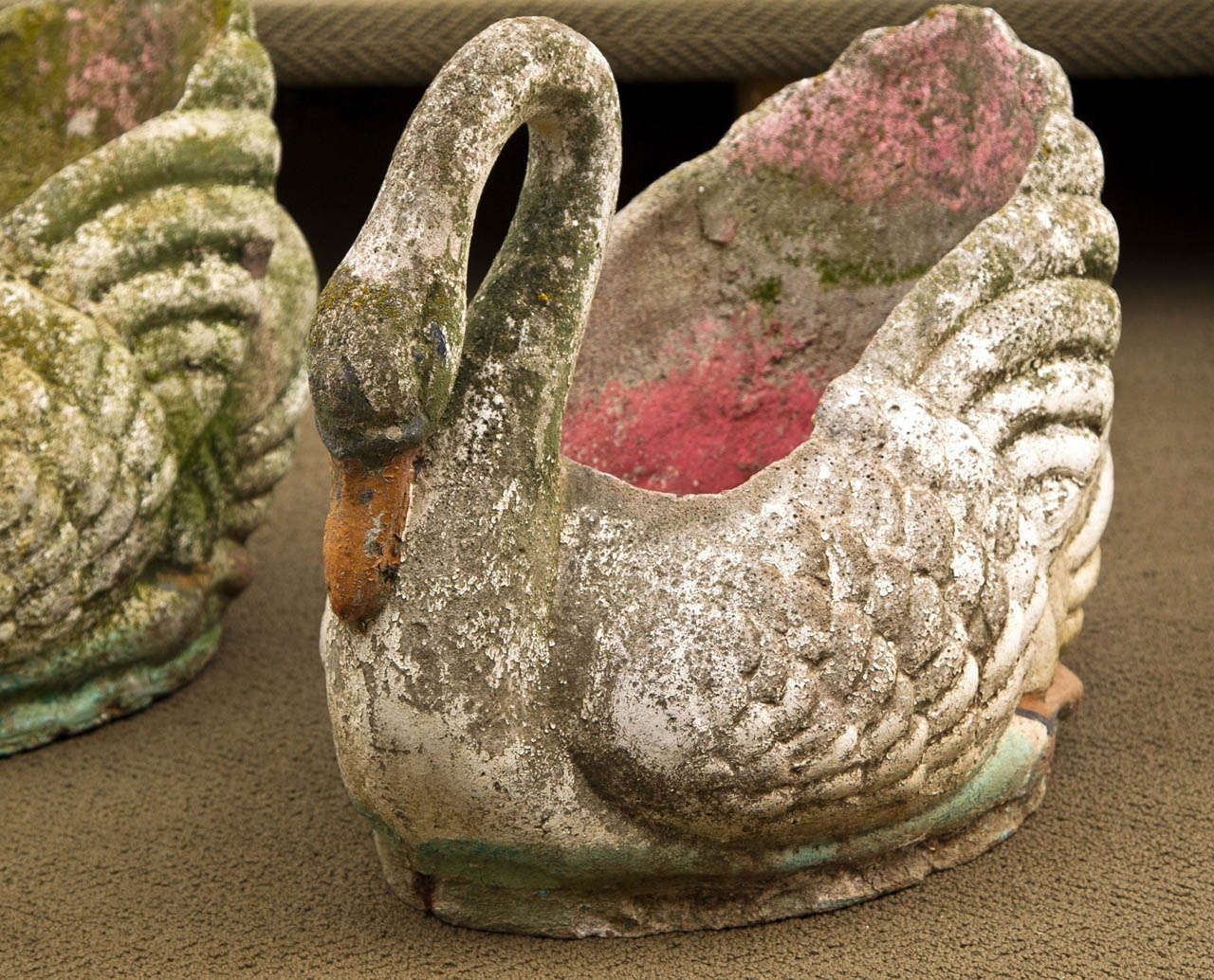 Pair of Cement Cast Swan Planters at 1stDibs | cement swan planter ...