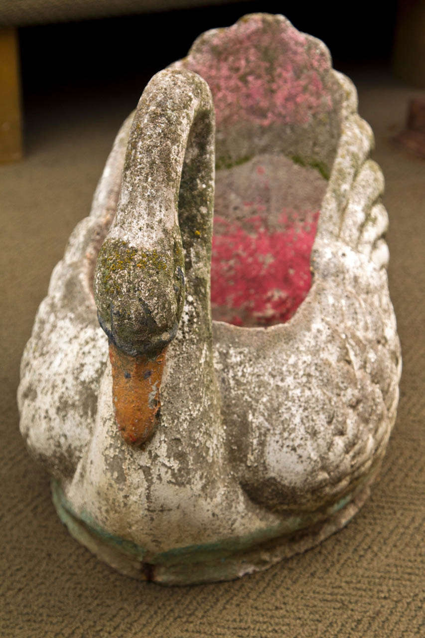 Pair of Cement Cast Swan Planters at 1stDibs | cement swan planter ...