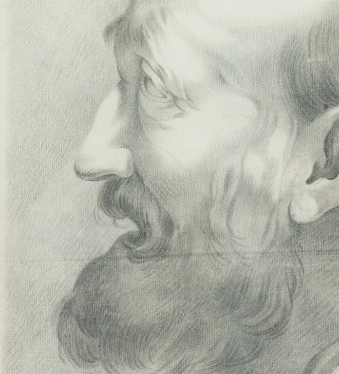19th C. French Academy Drawing Of Old Man For Sale at 1stDibs