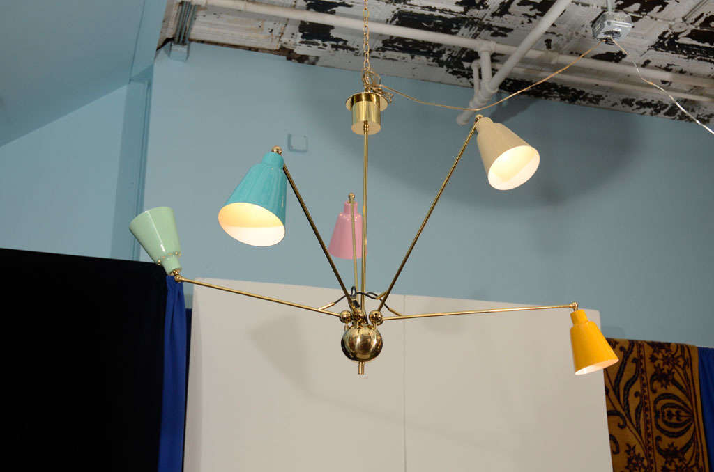Five-Arm Adjustable Ceiling Fixture by Fedele Papagni at 1stDibs