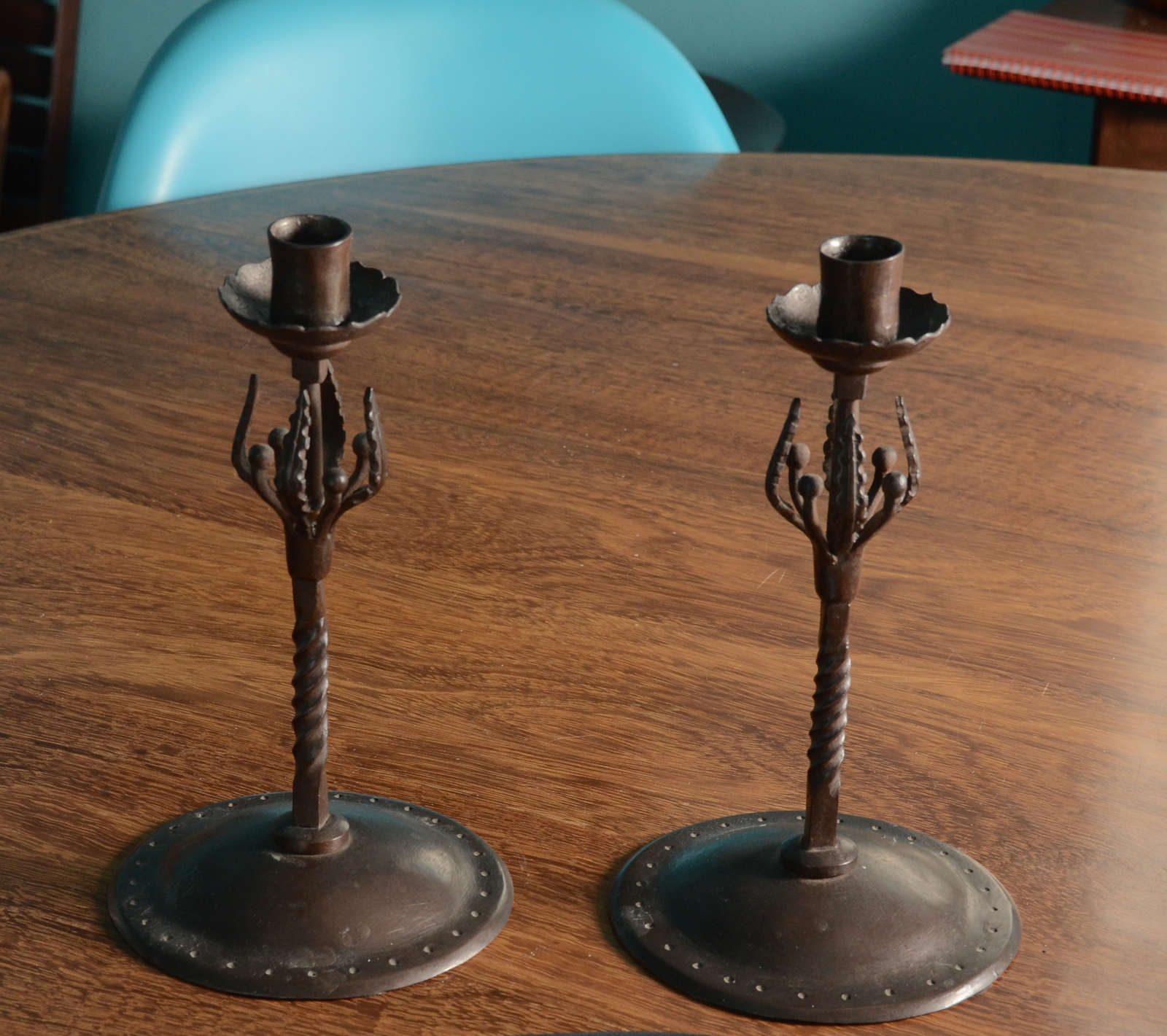 English Arts and Crafts Metal Candlesticks, Design: Edward Spencer For ...