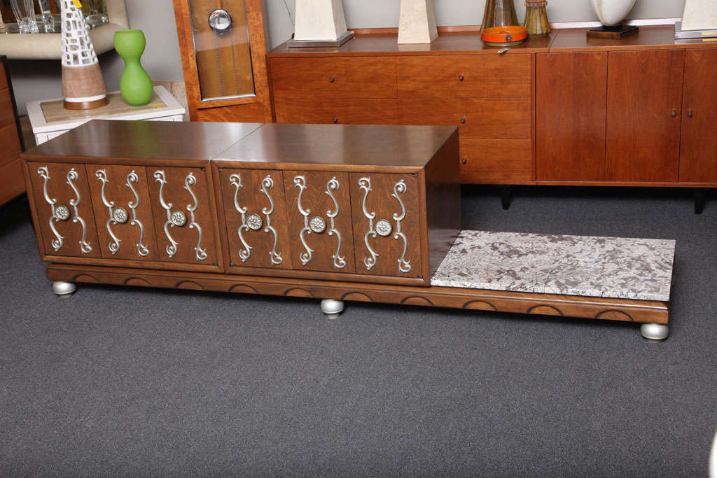 Renzo Rutili Style Credenza Console with Movable Cabinets by Albright ...
