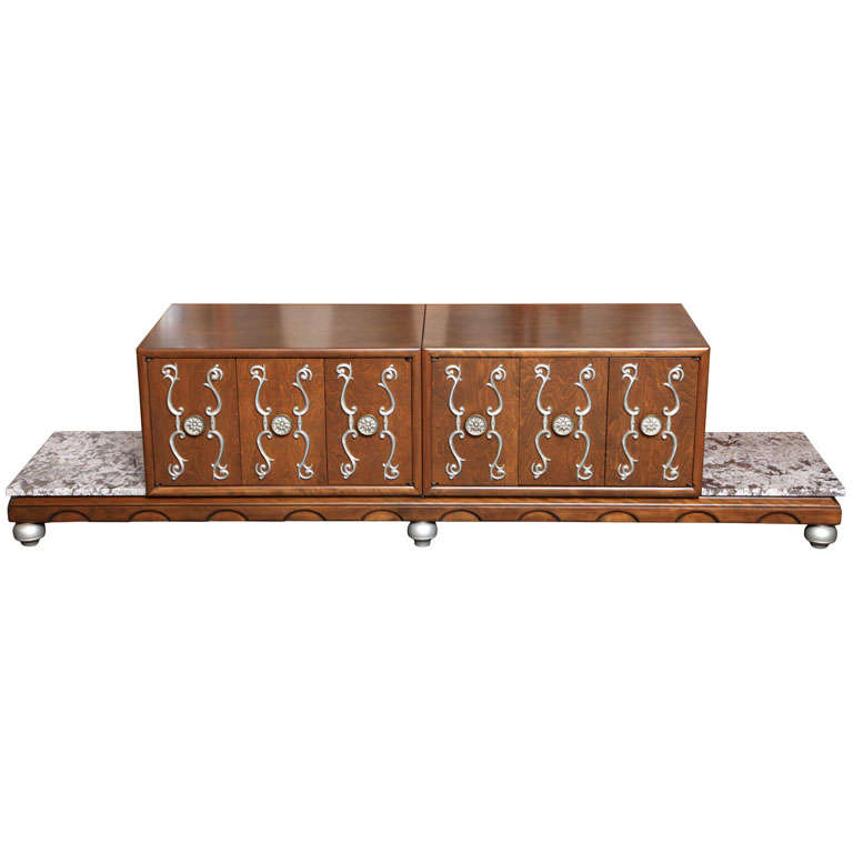 Renzo Rutili Style Credenza Console with Movable Cabinets by Albright ...