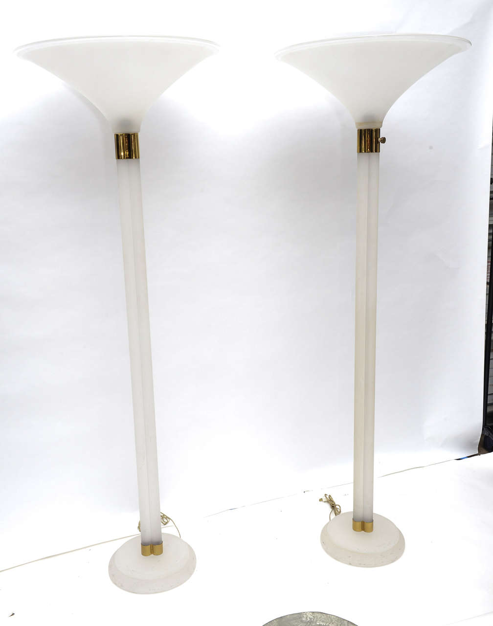 Pair of Karl Springer Torchieres at 1stDibs