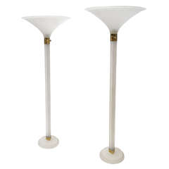 Pair of Karl Springer Torchieres at 1stDibs