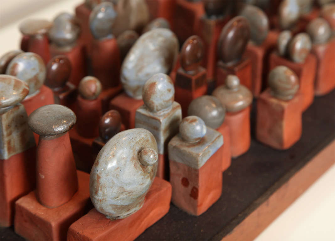 Ceramic City Skyline Sculpture on Wall-Mounted Platform at 1stDibs