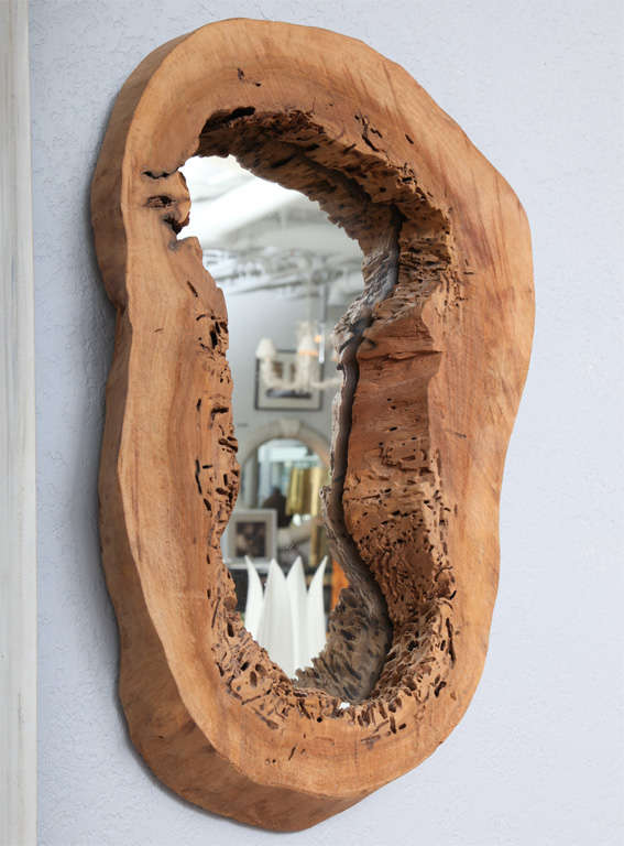 Natural Wormwood Tree Stump Mirror at 1stDibs | wood stump mirror