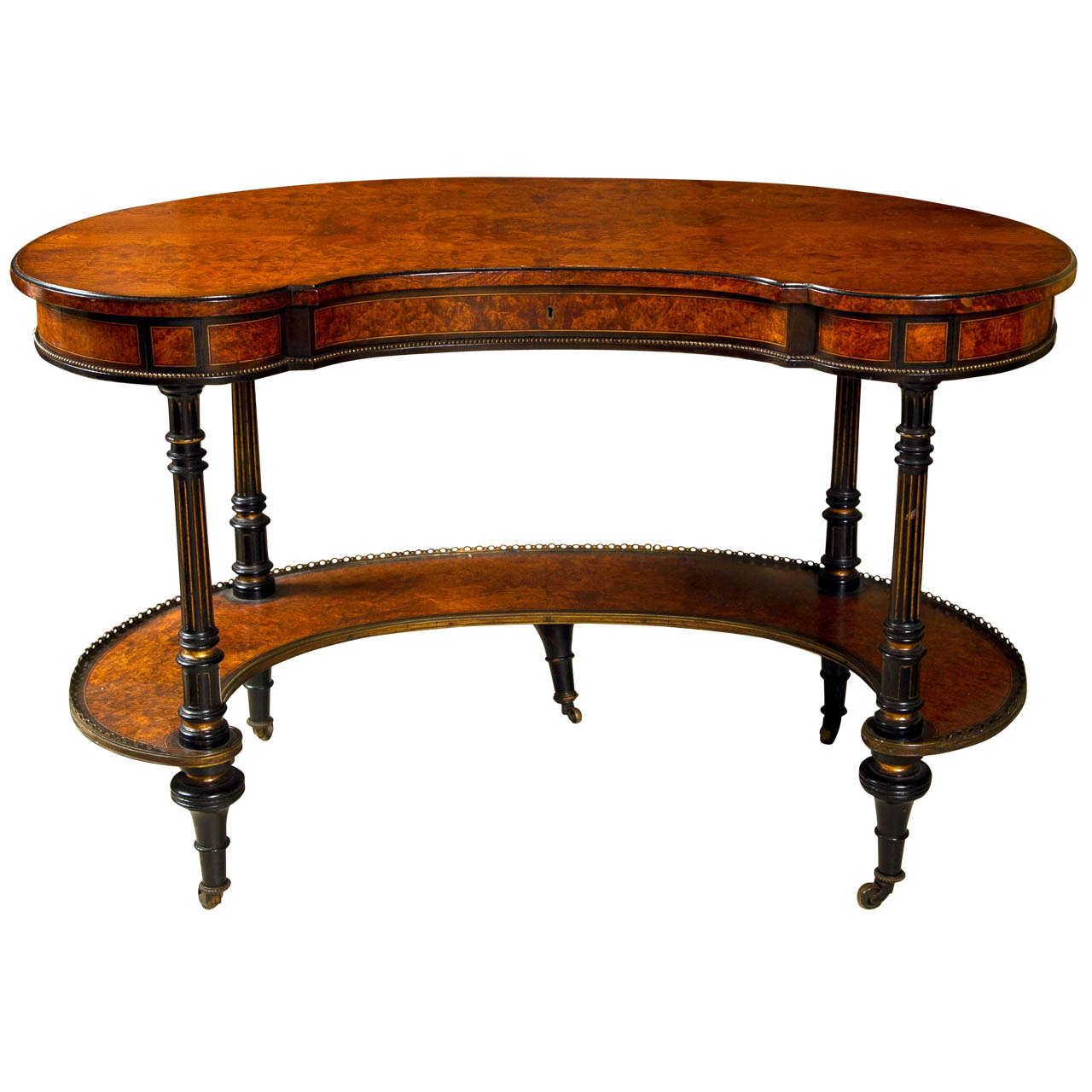 Unusual Burl Wood Writing Table or Desk with Black Lacquer Legs For ...