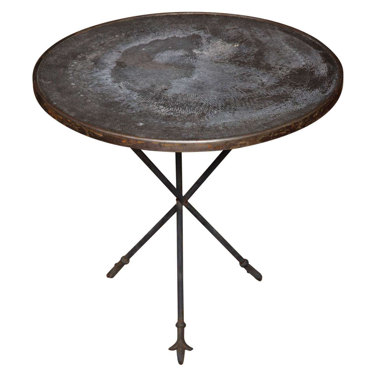 Tripod Table with Embossed Top at 1stDibs