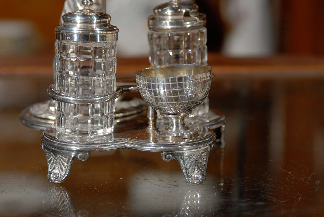 English Silverplate Cruet Set Featuring a Plus Fours Golfer at 1stDibs