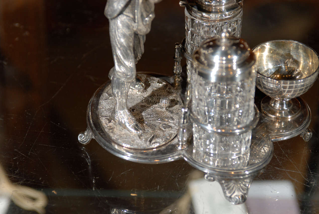 English Silverplate Cruet Set Featuring a Plus Fours Golfer at 1stDibs