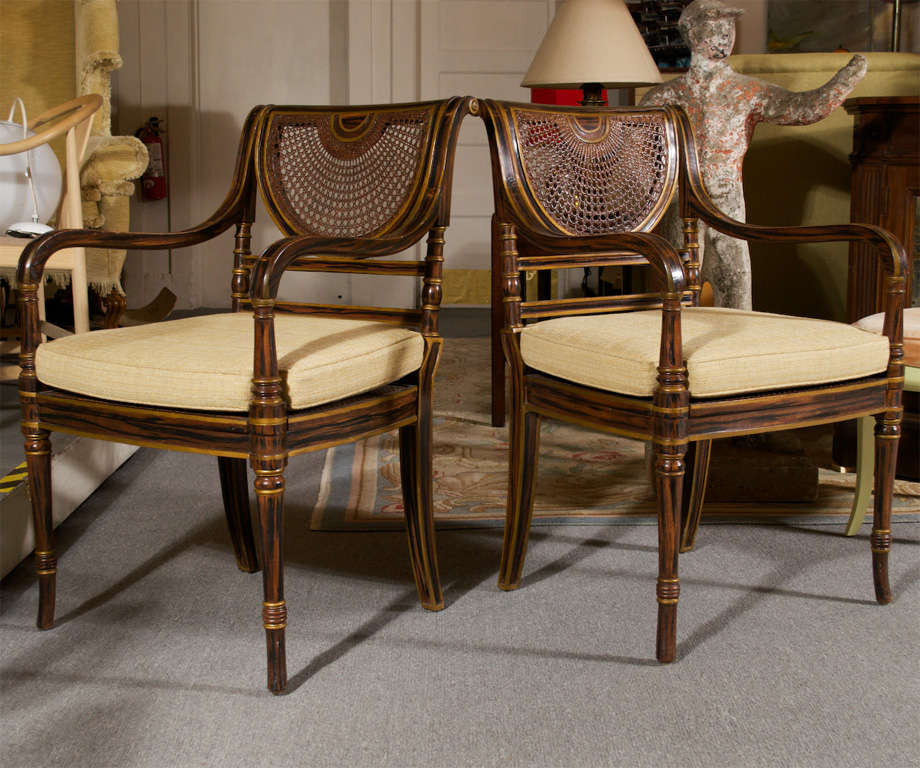 Four English Regency Style Arm Chairs at 1stDibs