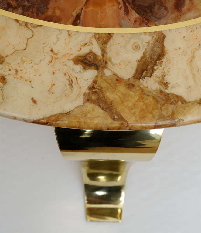 Mexican Onyx Marble and Brass Signed Cocktail Table at 1stDibs