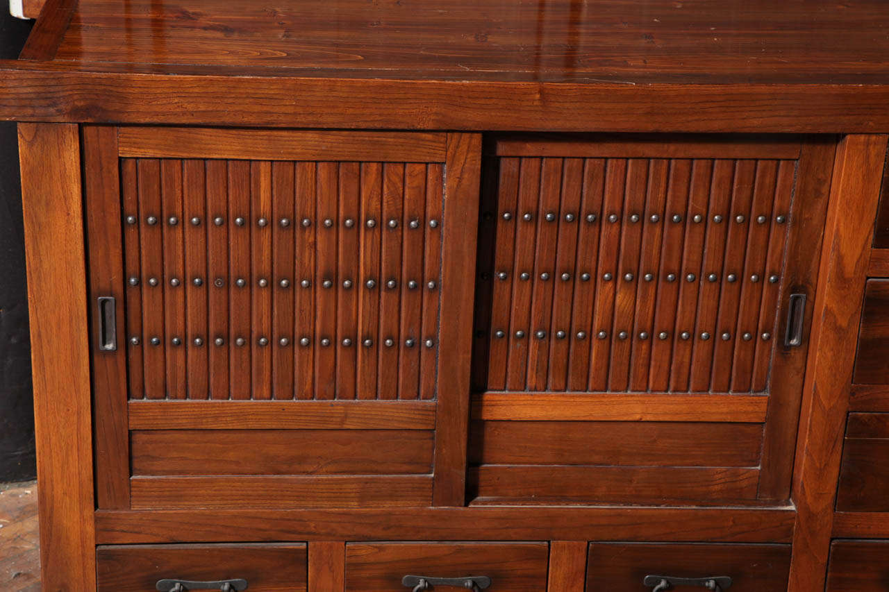 Japanese Meiji Period Brown Lacquered Tansu Sideboard with Doors and ...