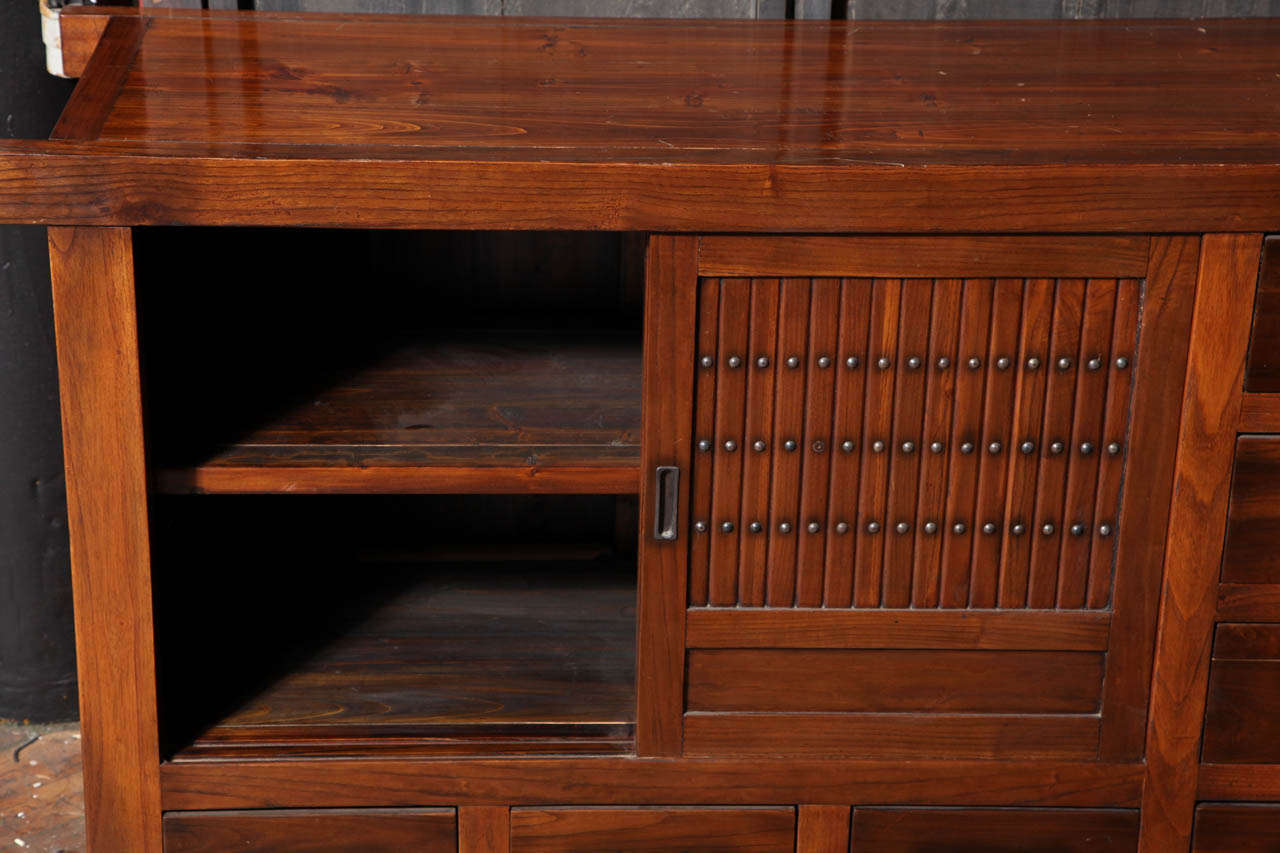 Japanese Meiji Period Brown Lacquered Tansu Sideboard with Doors and ...