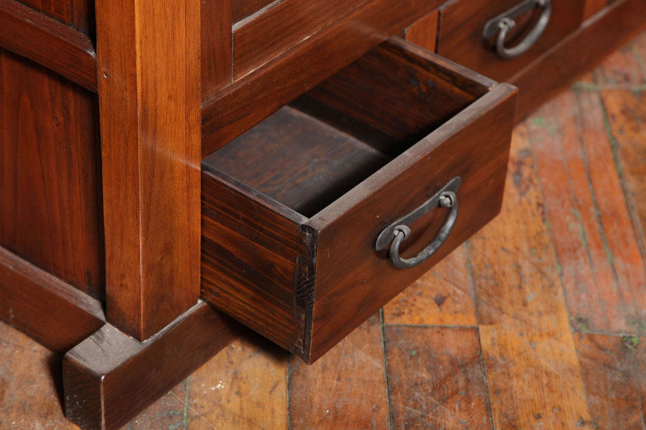 Japanese Meiji Period Brown Lacquered Tansu Sideboard with Doors and ...