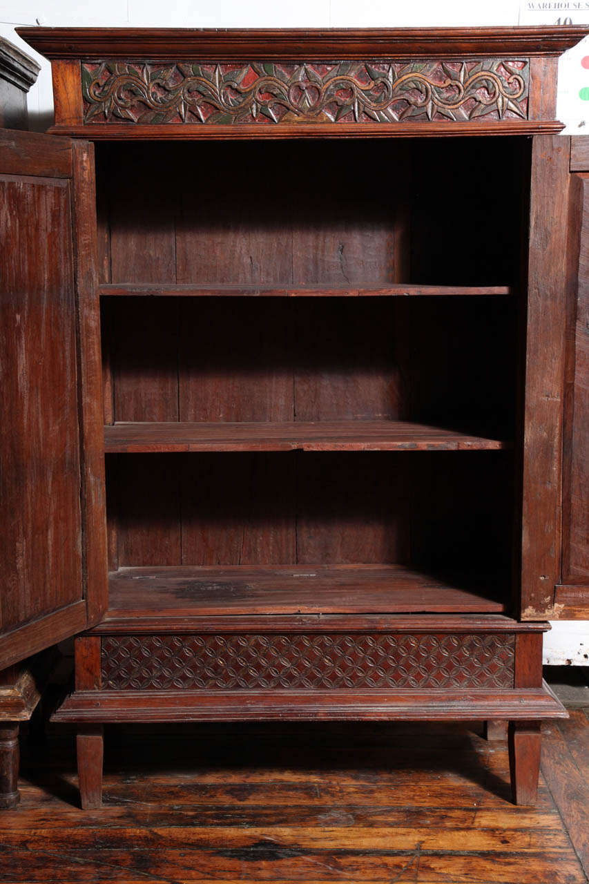 Antique Javanese Teakwood Cabinet with Detailed Carvings, Early 20th ...